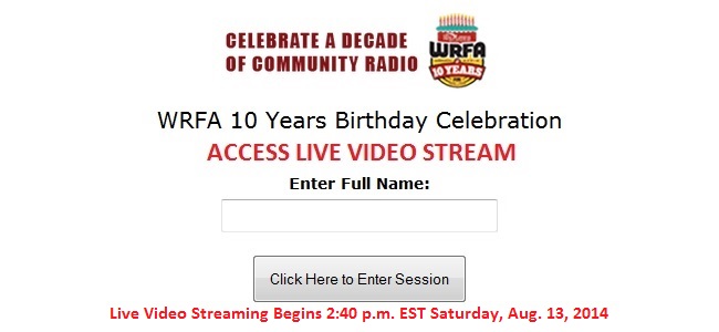 WRFA 10th Anniversary Celebration is Saturday Sept. 13